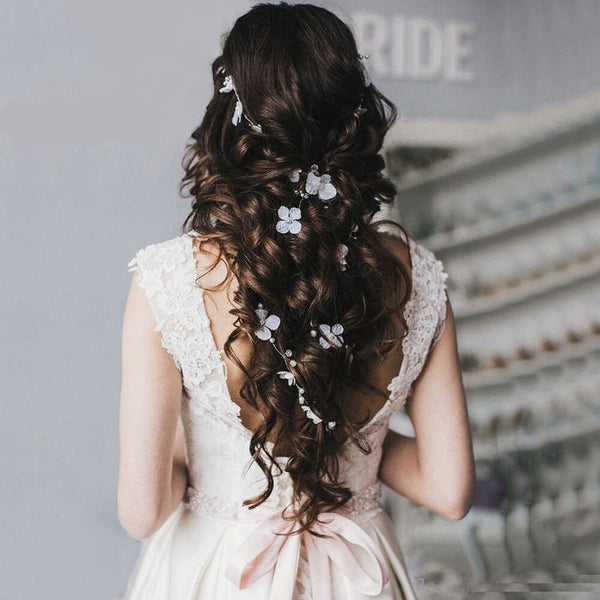 Extra Long Floating Silk Flower Hair Vine, Bridal Floral Hair Vine, We ...