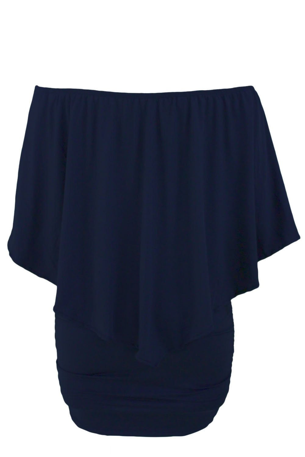 Women's Navy Blue Off Shoulder Bandeau Ruffles Multiple Layered Plus S ...
