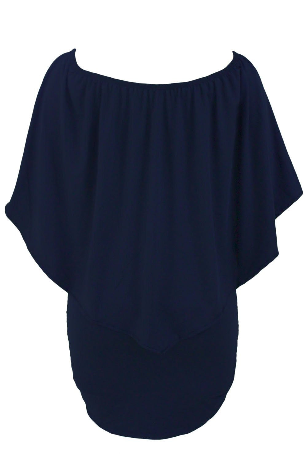 Women's Navy Blue Off Shoulder Bandeau Ruffles Multiple Layered Plus S ...