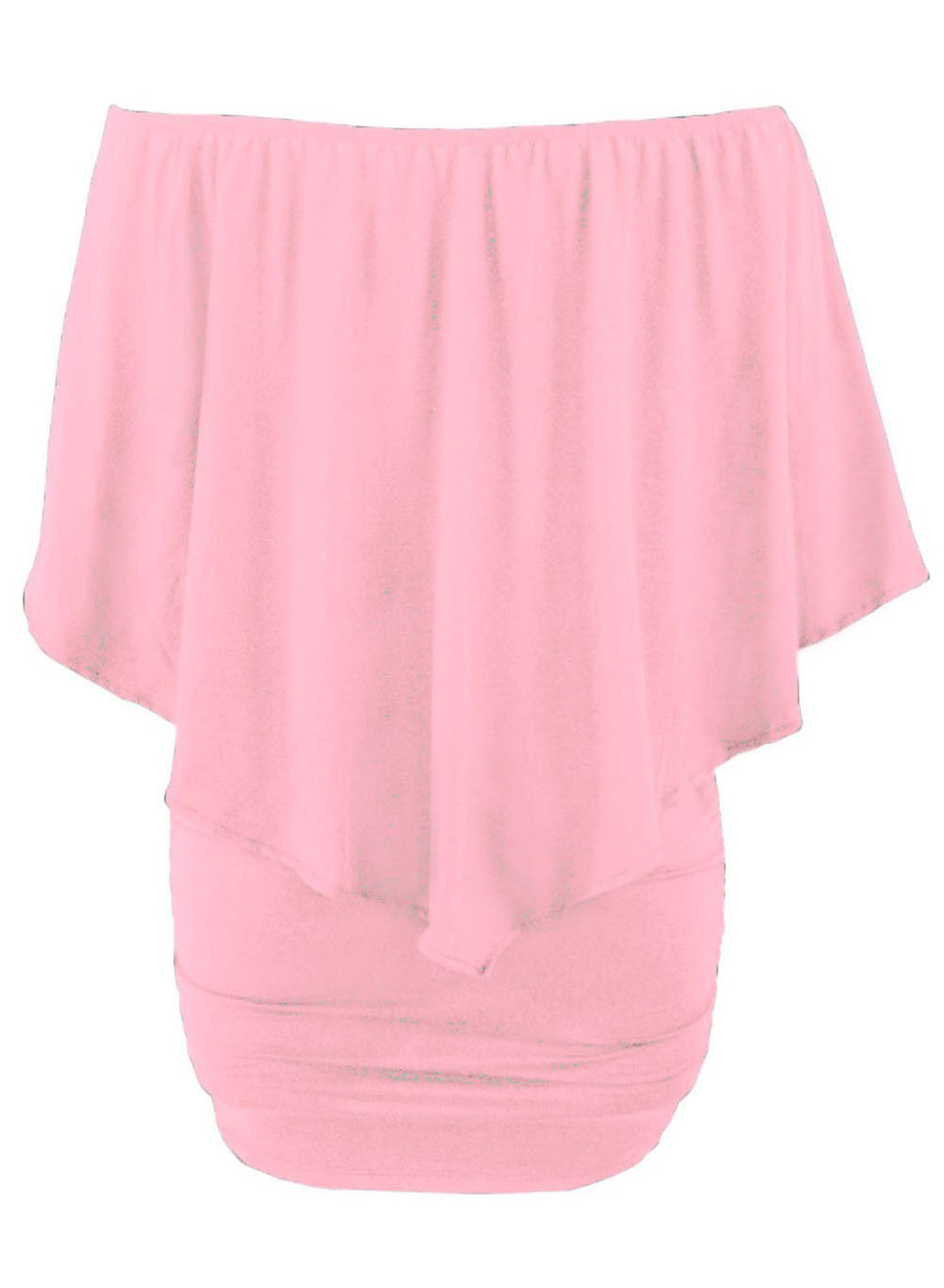 Women's Pink Off Shoulder Bandeau Ruffles Multiple Layered Plus Size M ...