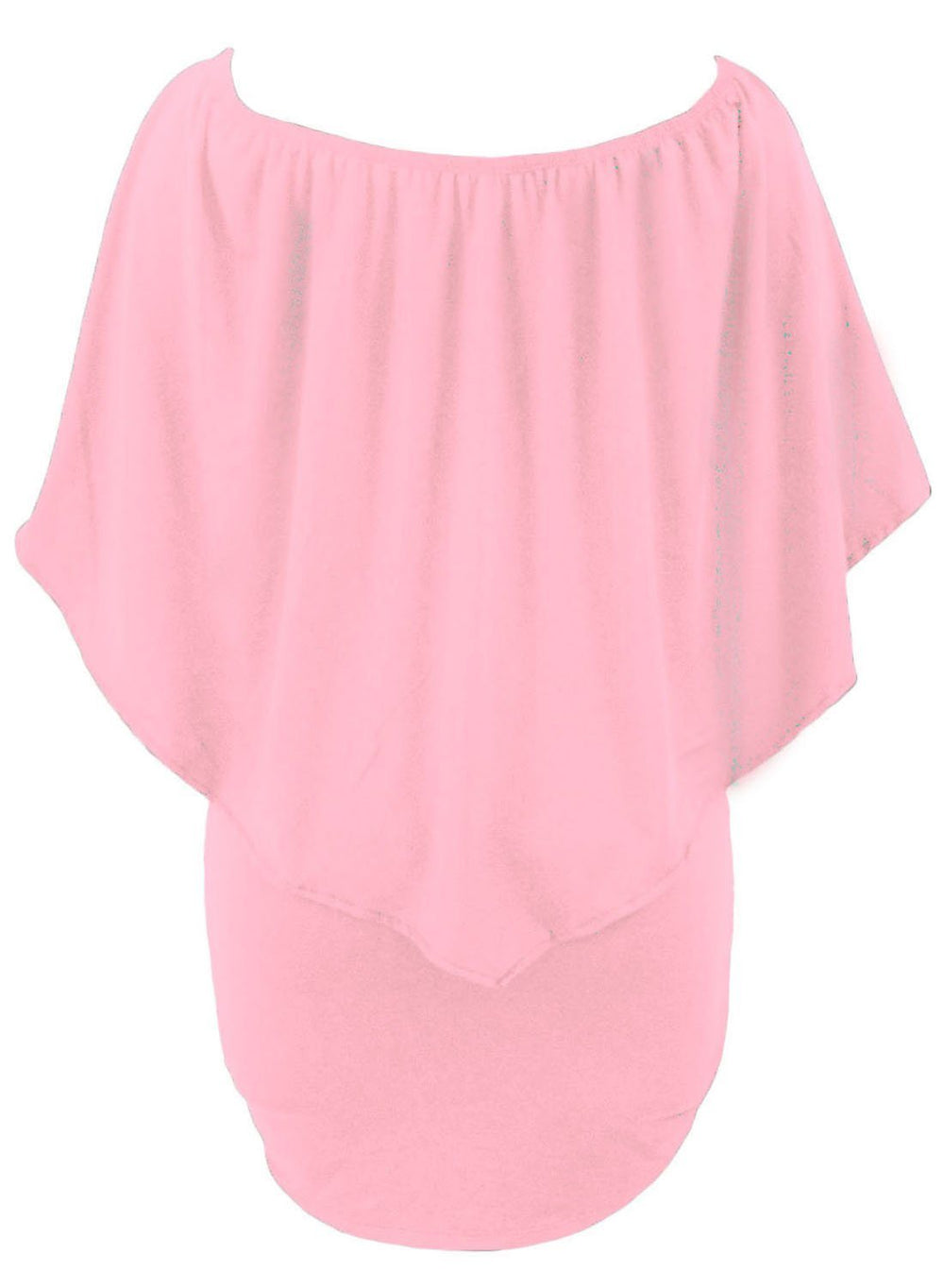 Women's Pink Off Shoulder Bandeau Ruffles Multiple Layered Plus Size M ...