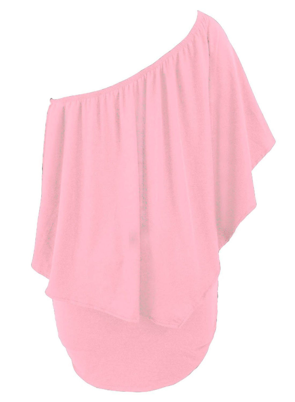 Women's Pink Off Shoulder Bandeau Ruffles Multiple Layered Plus Size M ...